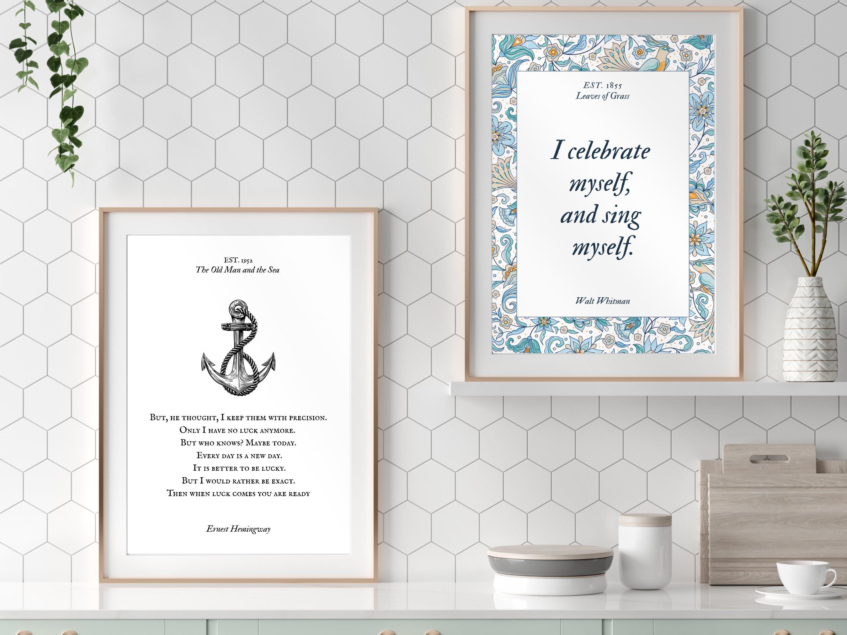 Ernest Hemingway Poster - Vintage Famous Book Quote Wall Art - Black ...
