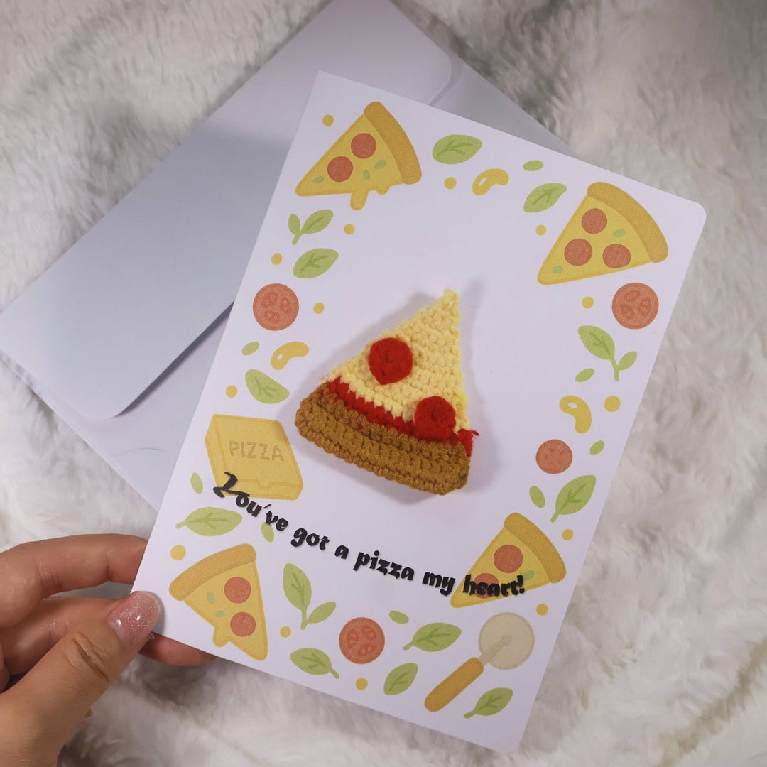 Crochet Pizza Greeting Card: Handmade Succulent Birthday Card - Etsy