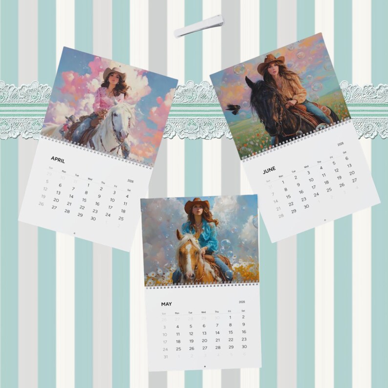 Cowgirl Horse Wall Calendar 2026 | Western Rodeo Art Calendar - Etsy