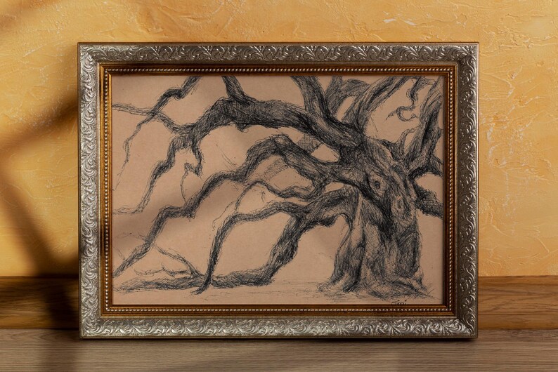 Tree Art Print Drawing - Enchanting Gnarled Printable Instant Download ...