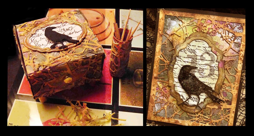 SVG Raven Textured Card Footed Box 2 Styles and - Etsy