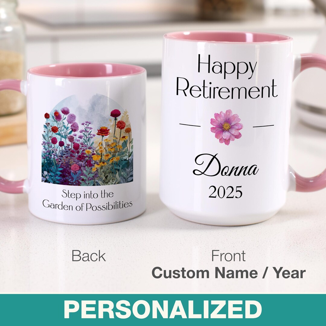 Personalized Retirement Tea Cup Fairy Flower Garden Coffee Mug ...