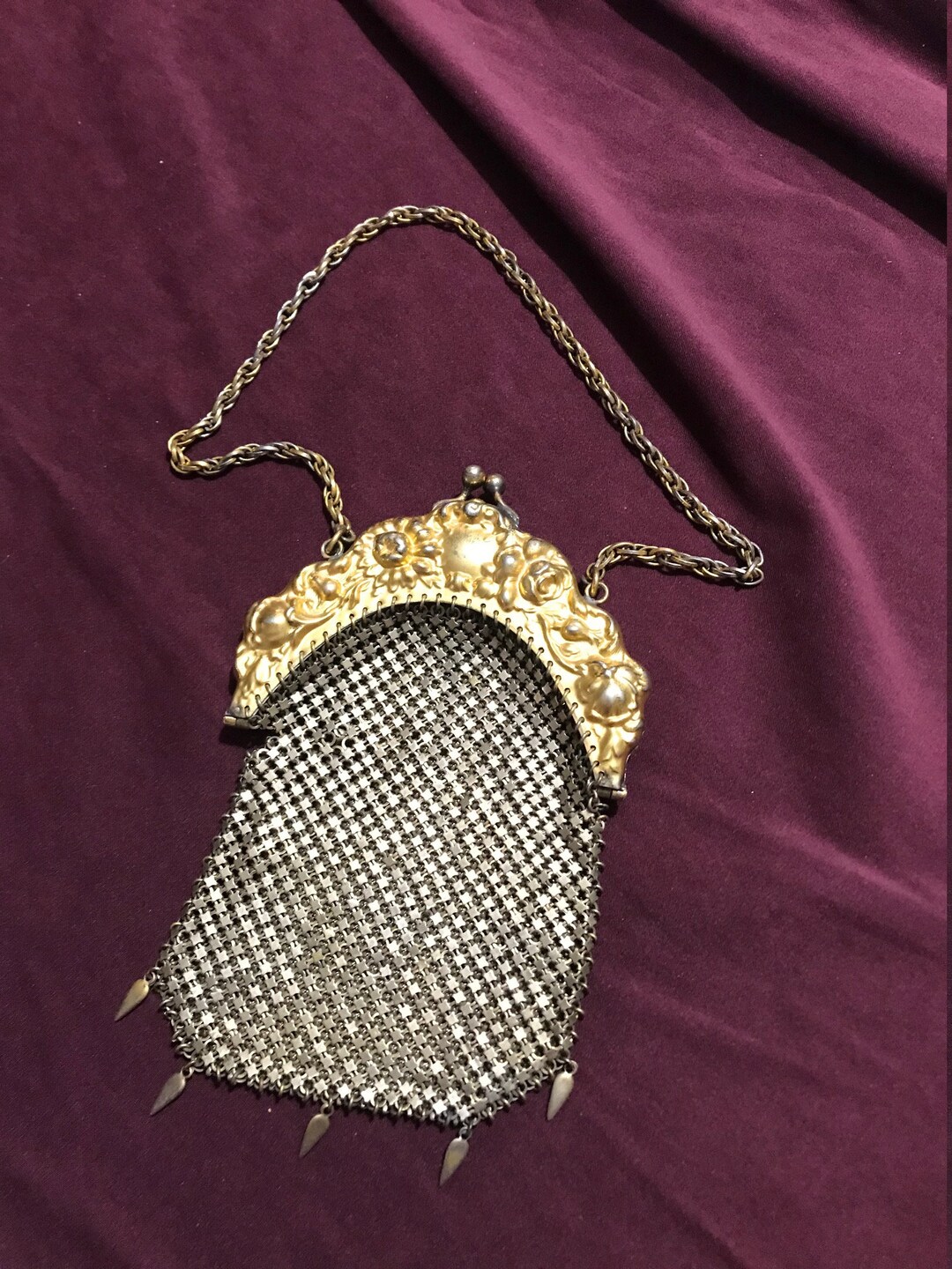 Chain Metal Vintage Purse on Carrying Chain ffs3044 - Etsy