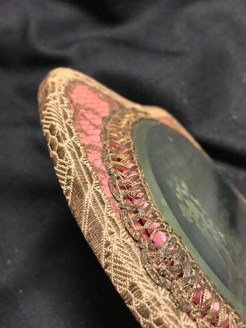 Antique Hand Mirror With Ribbonwork Rosettes and Lace - Etsy