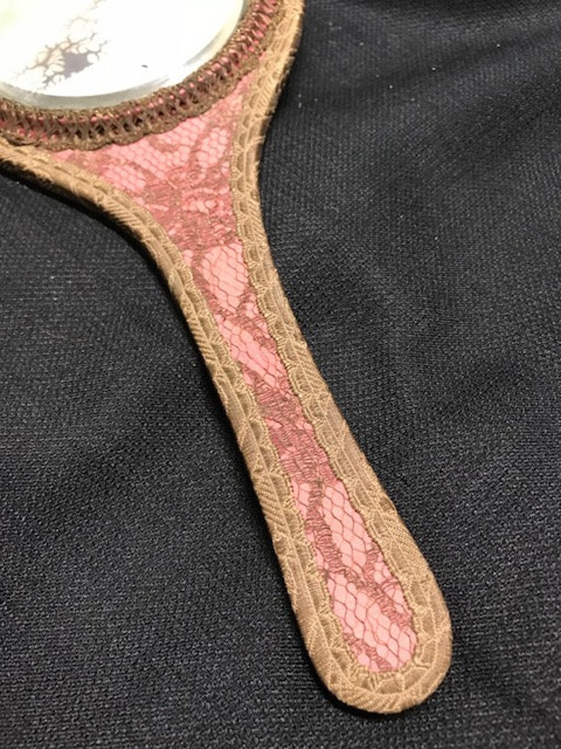 Antique Hand Mirror With Ribbonwork Rosettes and Lace - Etsy