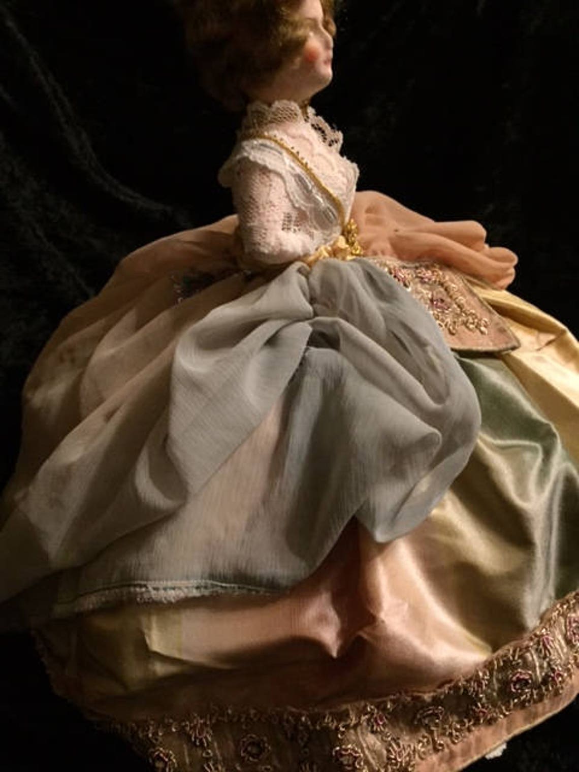 Chalkware Doll Designer Made Dress With Sequined Trimming - Etsy