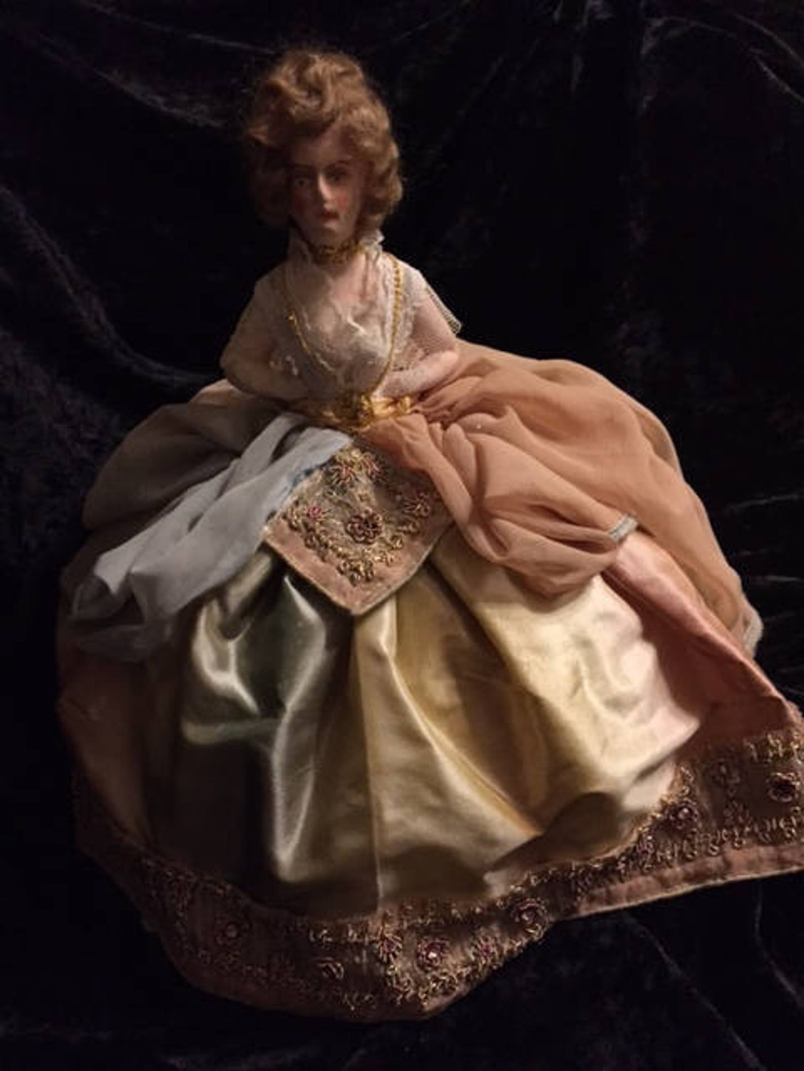 Chalkware Doll Designer Made Dress With Sequined Trimming - Etsy