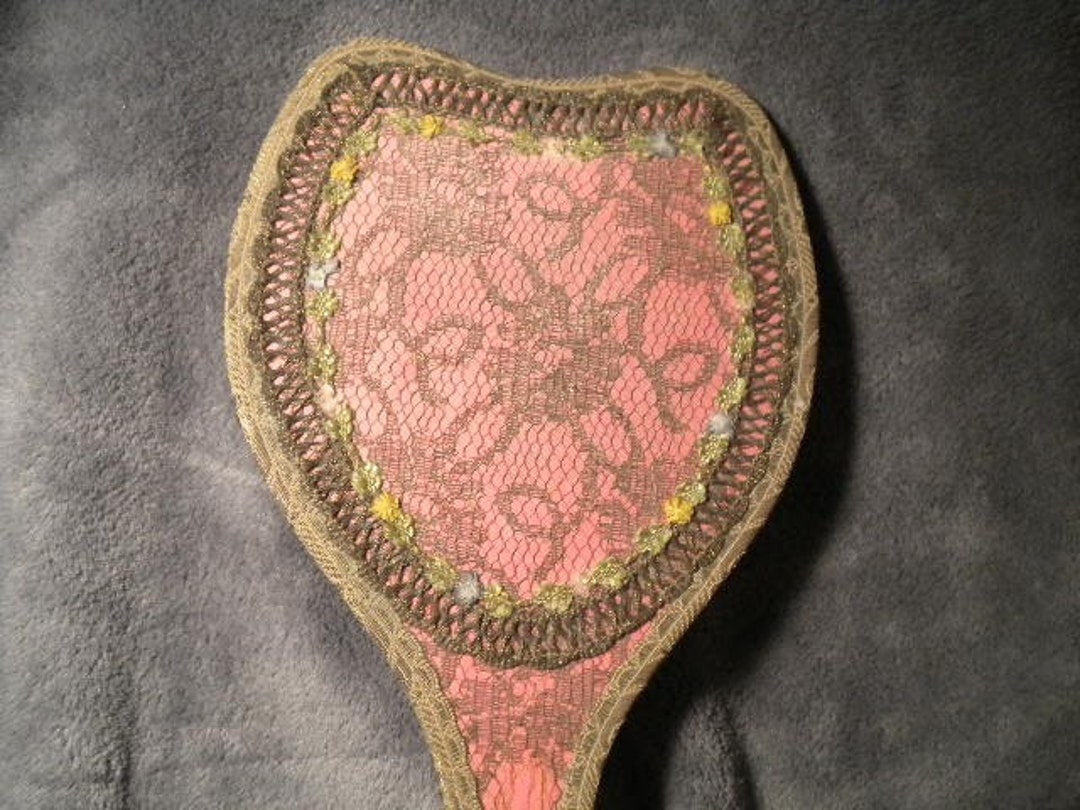 Antique Hand Mirror With Ribbonwork Rosettes and Lace - Etsy