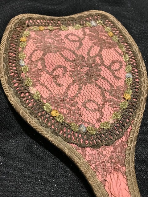 Antique Hand Mirror With Ribbonwork Rosettes and Lace - Etsy