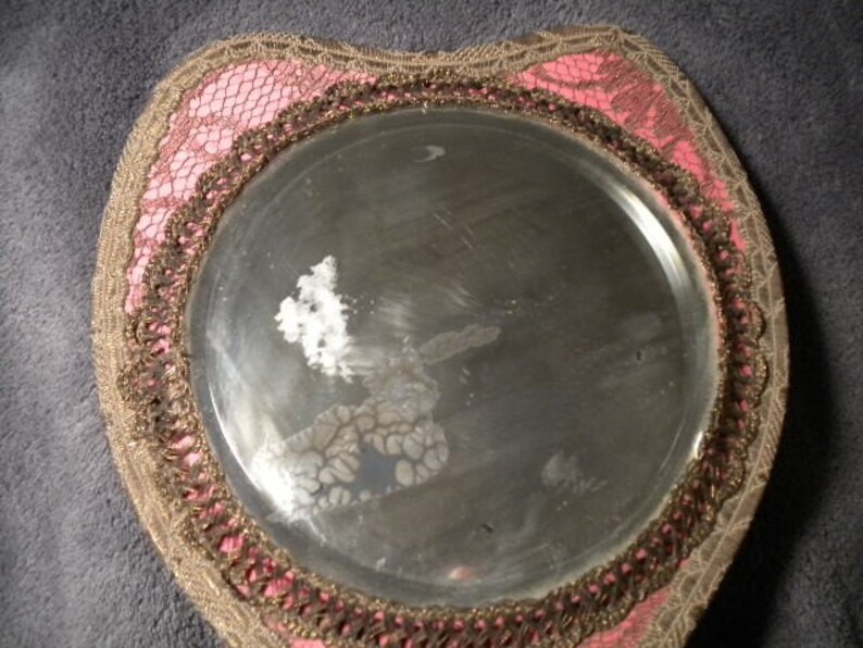 Antique Hand Mirror With Ribbonwork Rosettes and Lace - Etsy