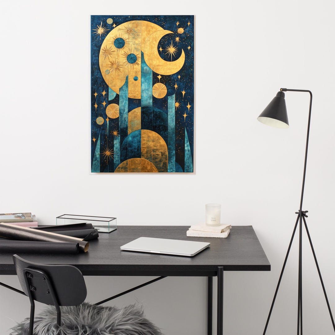 Boho Celestial Poster, Mid-century Modern Wall Art, Abstract Stars ...