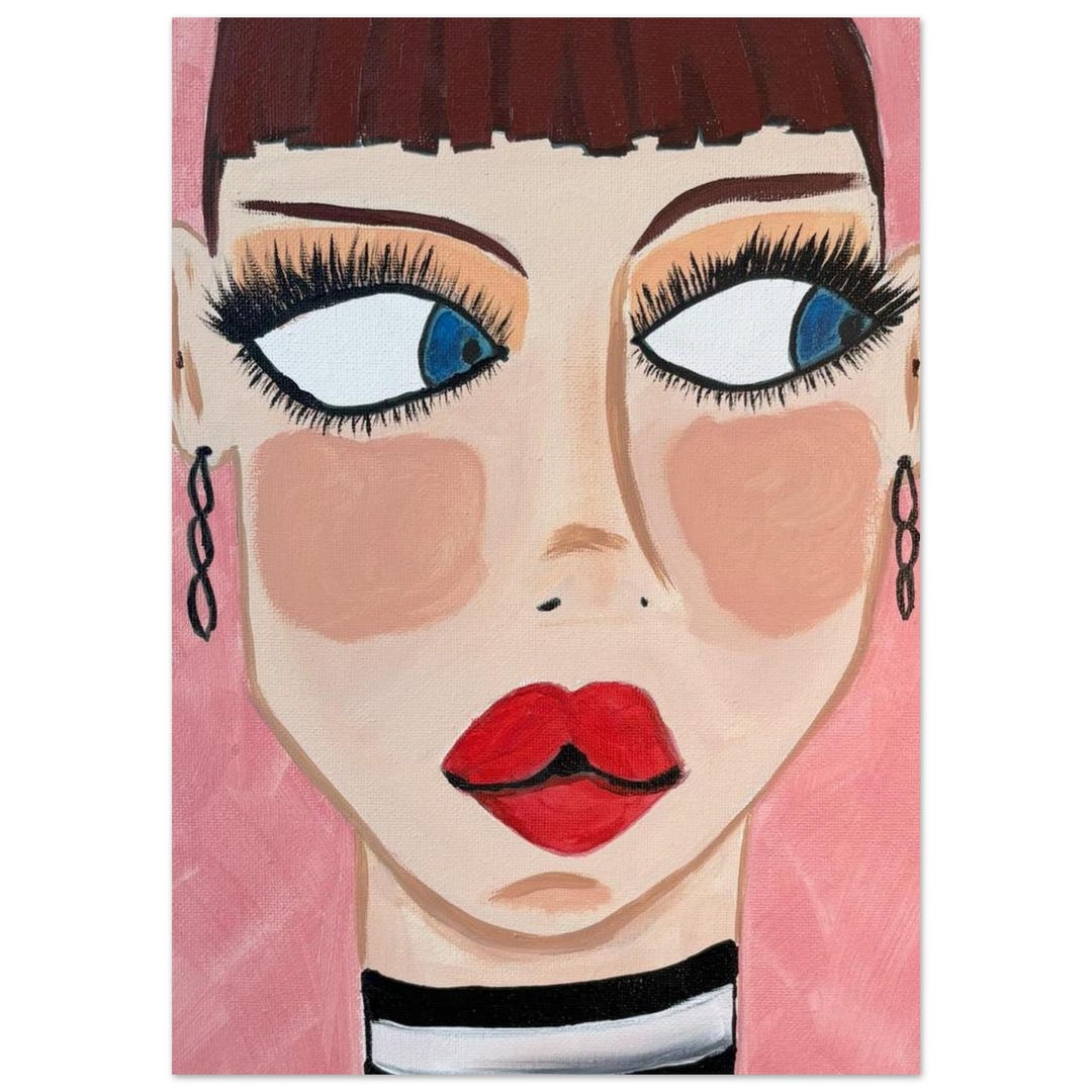 Lala Pop Series: Girl With Bangs - Vibrant Fine Art Poster - Giclée ...