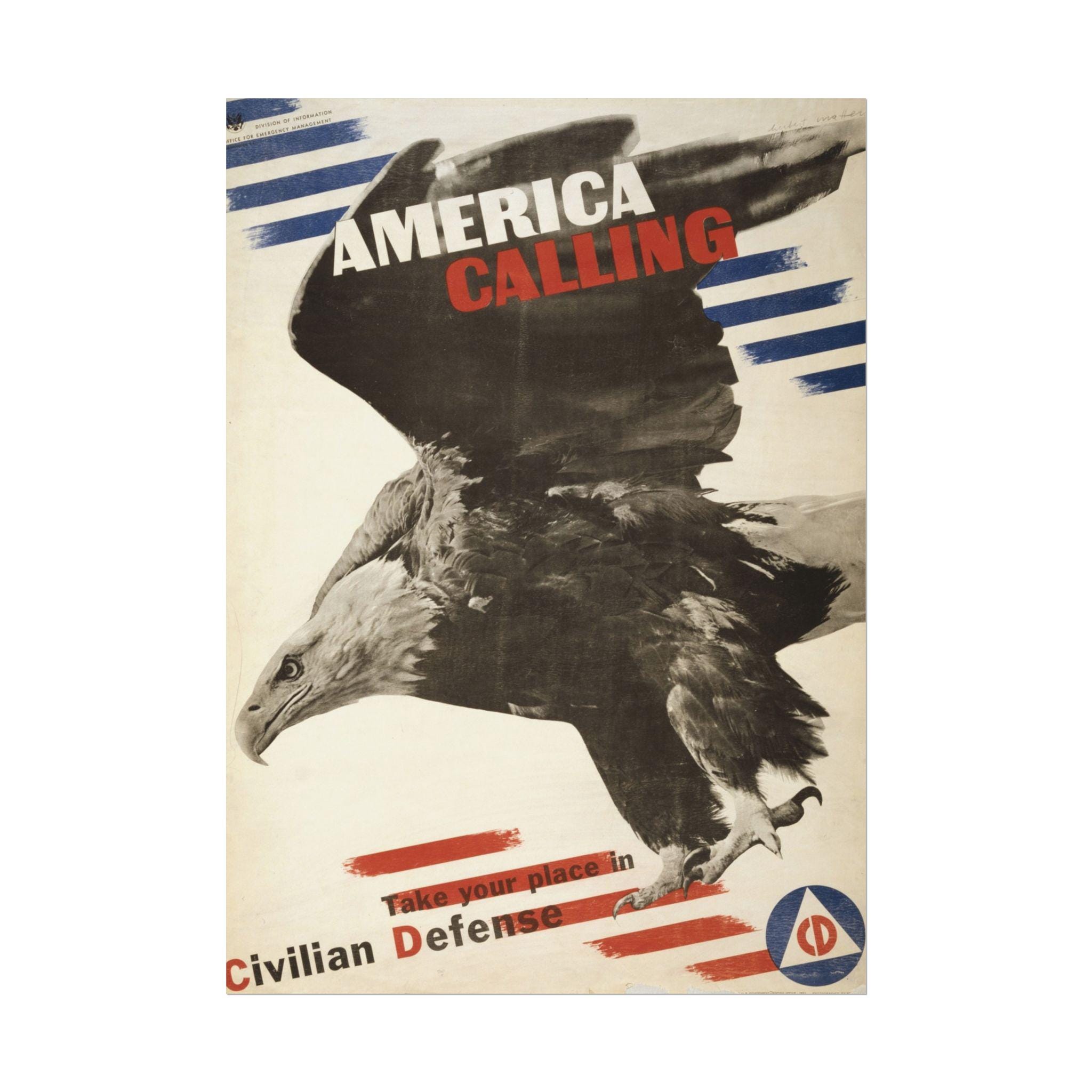 Vintage Style Rolled Posters - America Calling Eagle Print, Retro Wall ...