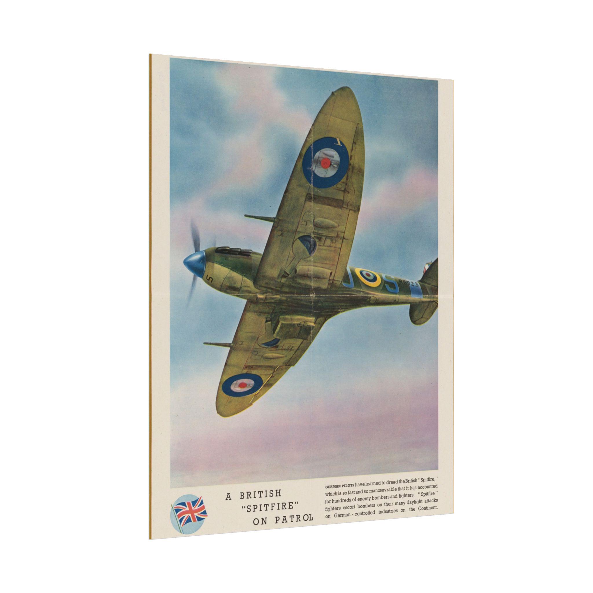 Vintage Spitfire Airplane Rolled Poster, Retro Wall Art, Aviation Decor ...