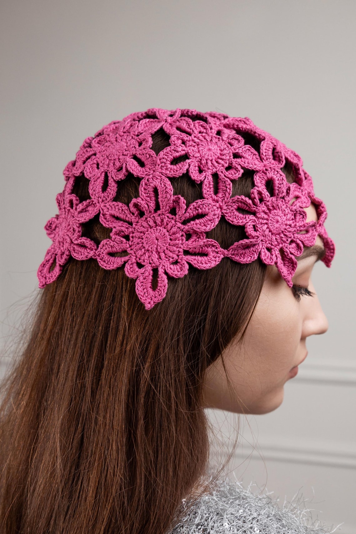 Crochet Pattern Hat Beanie Summer Flower Hat Boho Style Headwear ...