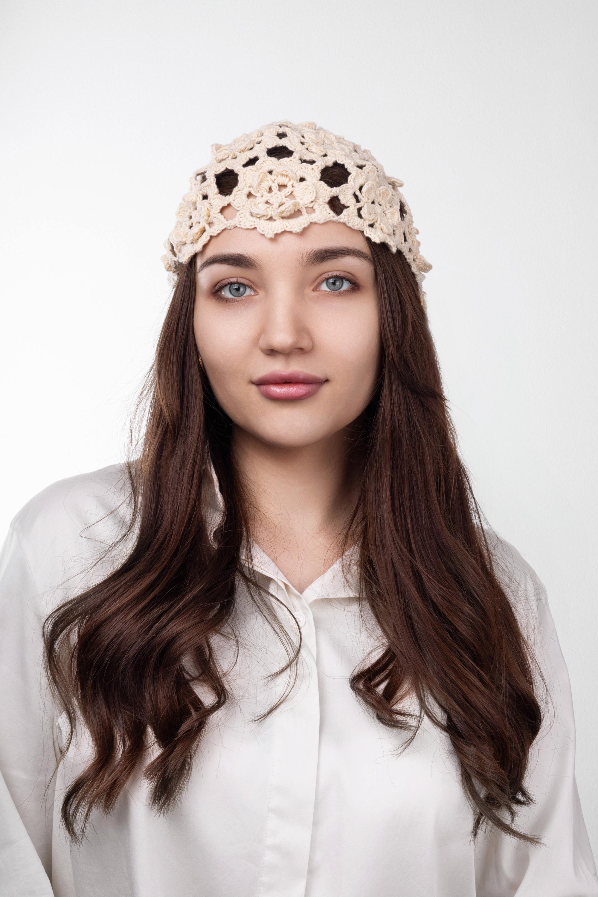 Crochet Pattern Hat Beanie Summer Flower Hat Boho Style Headwear ...