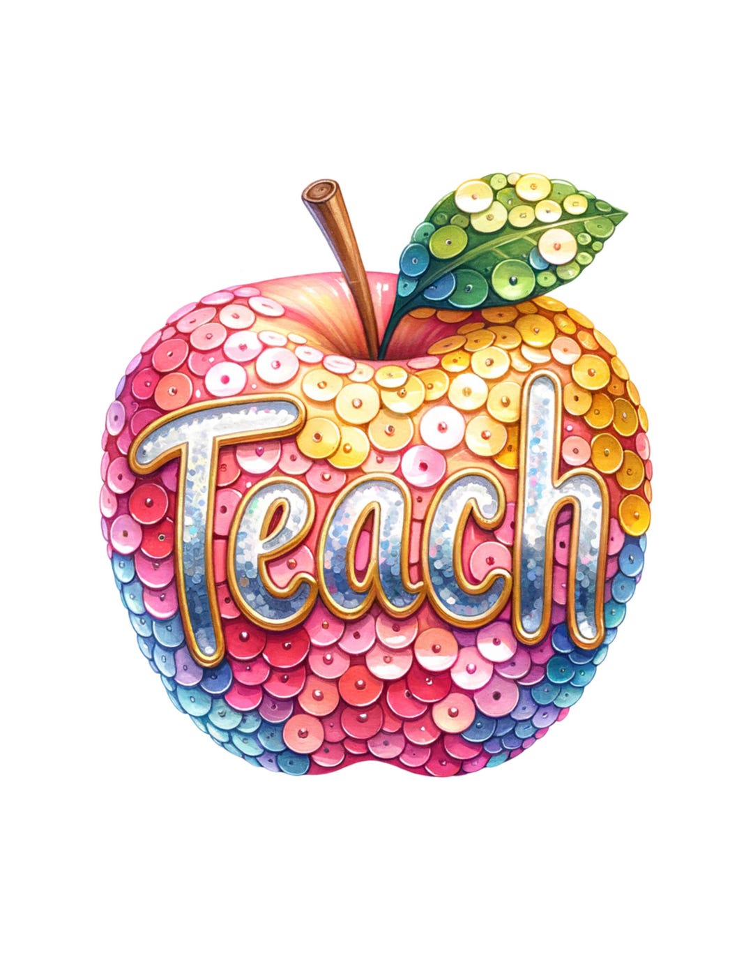 Apple Teach Digital Clipart for Teachers – Colorful Printable School ...