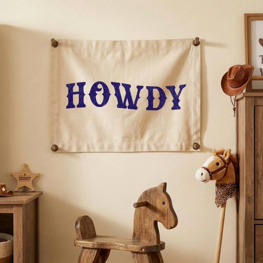 Howdy Canvas Banner | Rustic Nursery Decor - Etsy