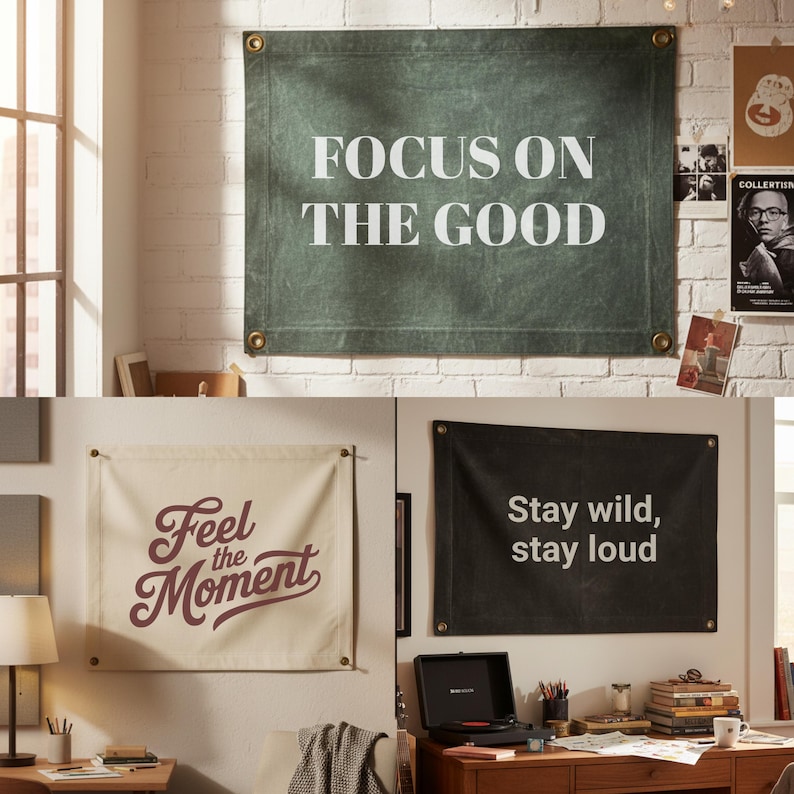 Custom Text Canvas Flag | Printed Cotton Banner | Business Logo Banner ...
