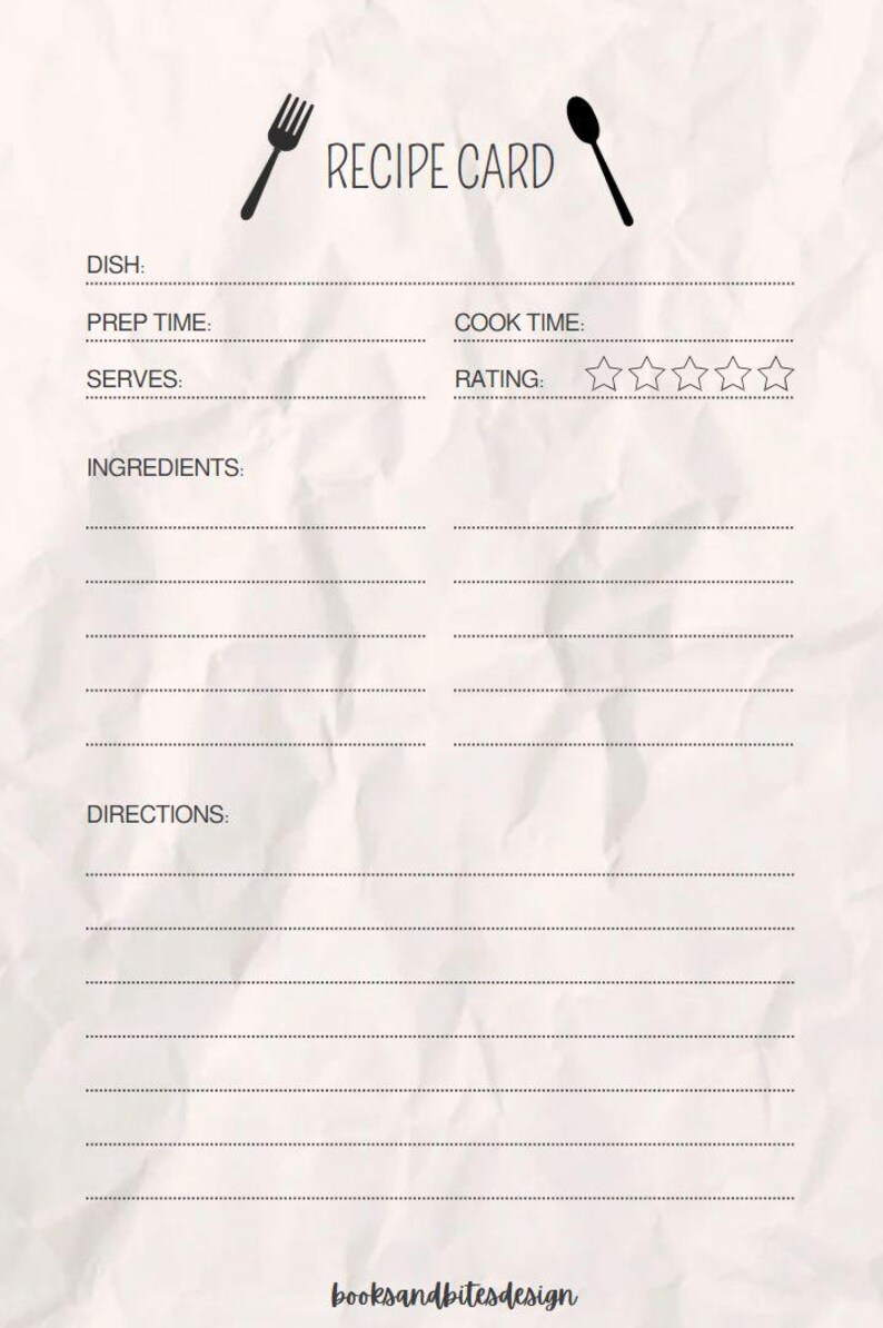 Recipe Card - Etsy