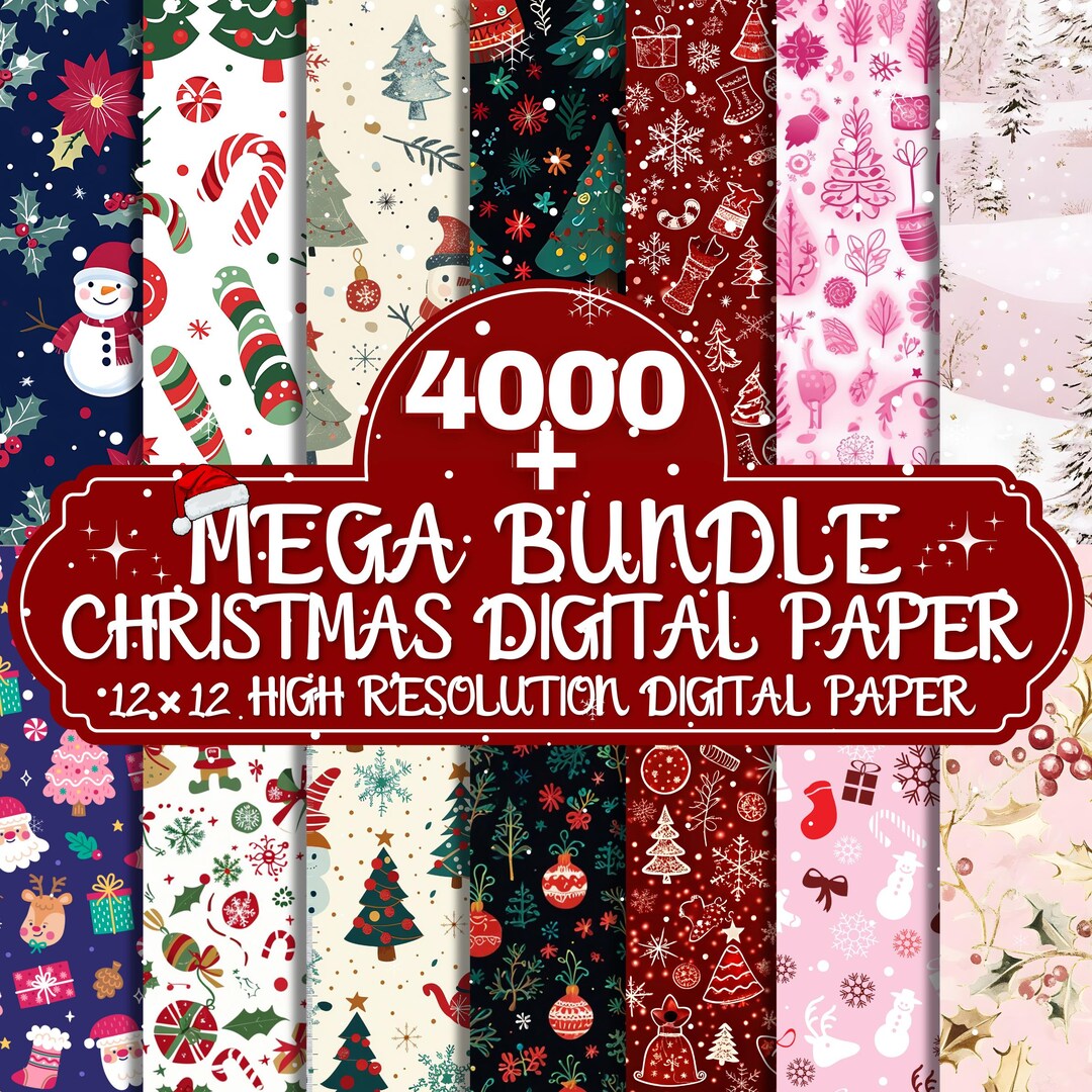 4000+ Christmas Digital Paper Mega Bundle | Holiday Backgrounds ...
