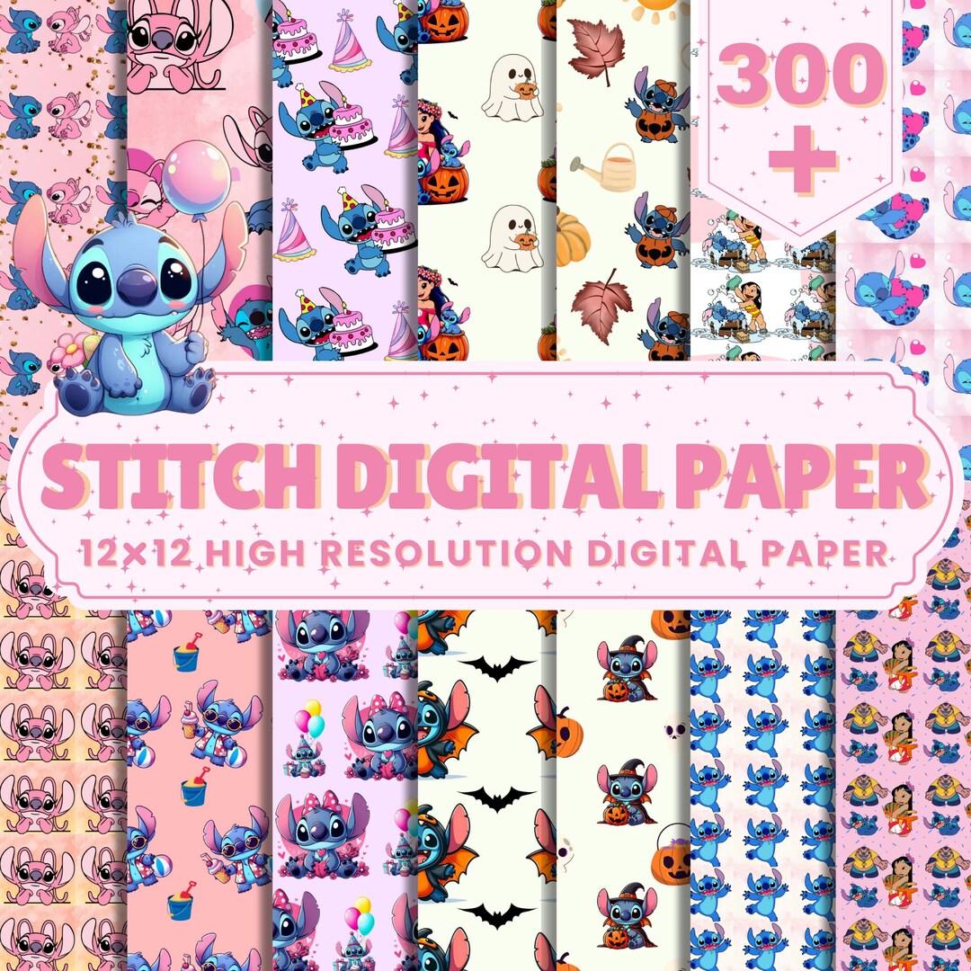 300+ Lilo & Stitch Digital Paper Pack, PNG Clipart, Seamless Patterns ...