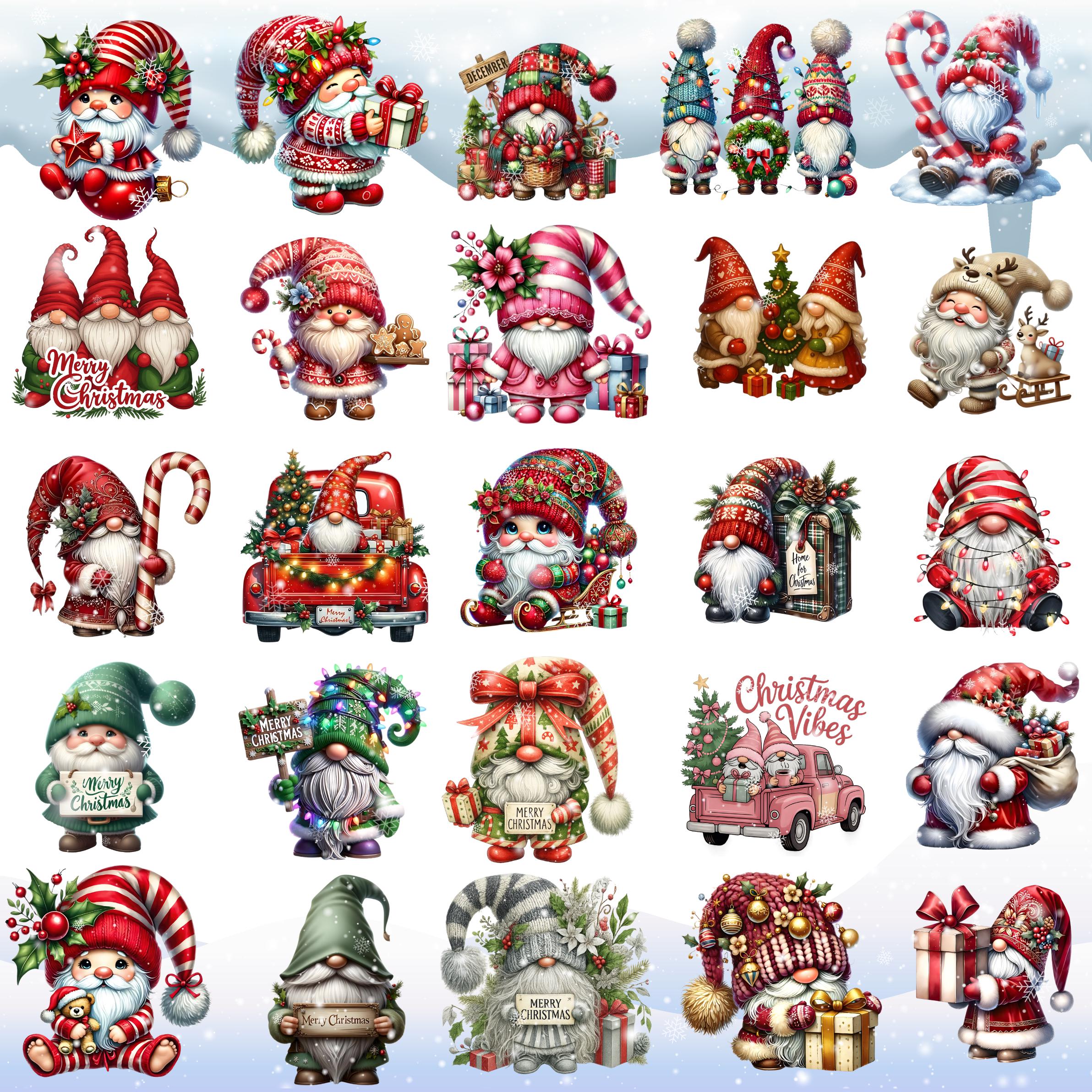 50+ Christmas Gnomes PNG Bundle | Watercolor Gnome Clipart Set | Cute ...