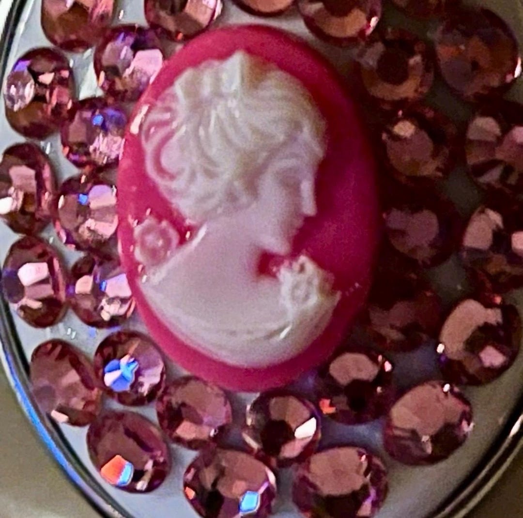 Tarina Tarantino Neon Pink Cameo Ring, Oversized, Maximalist, Designer ...