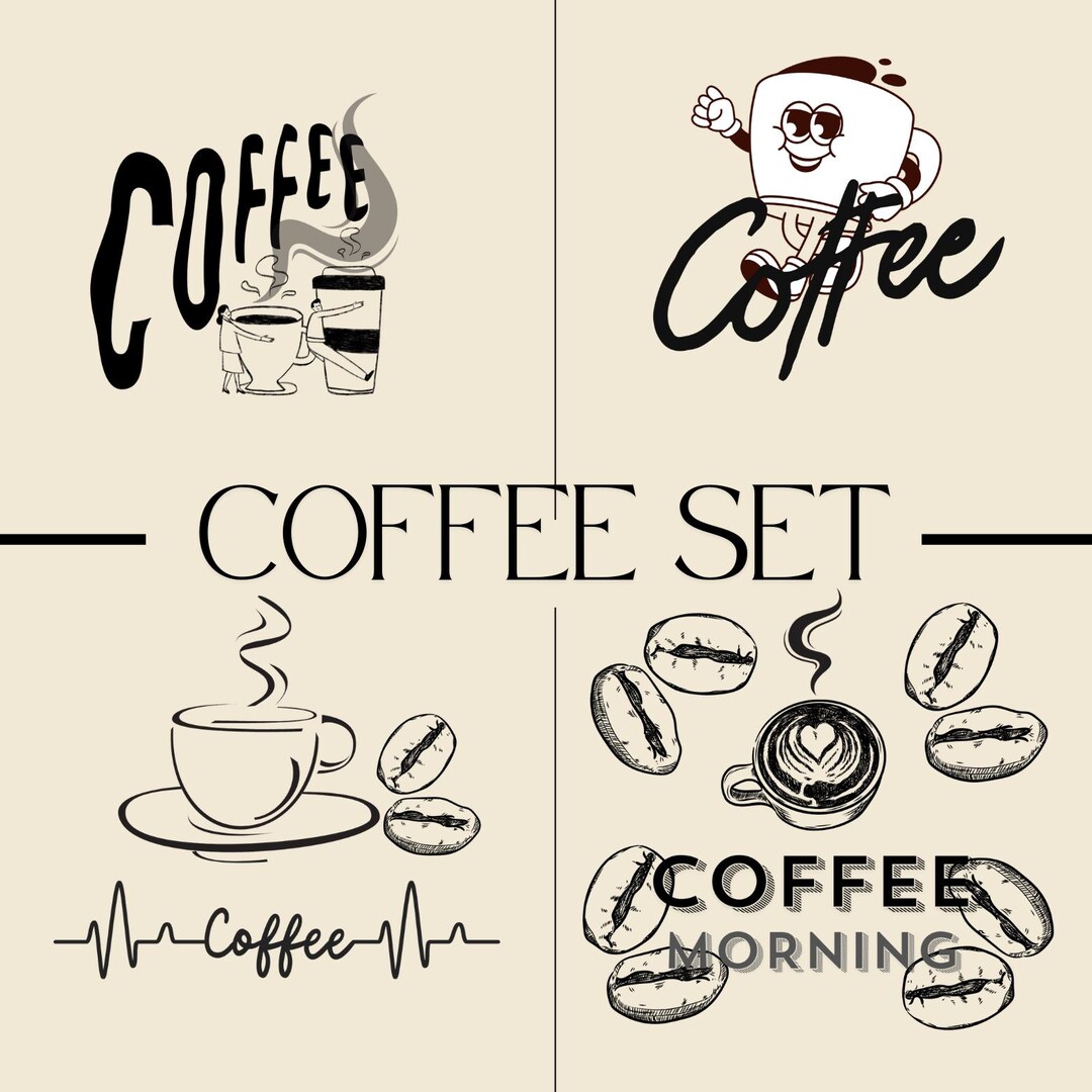 Digital Coffee Mugs/cups Design, Printable Coffee Sets, Coffee Logo for ...