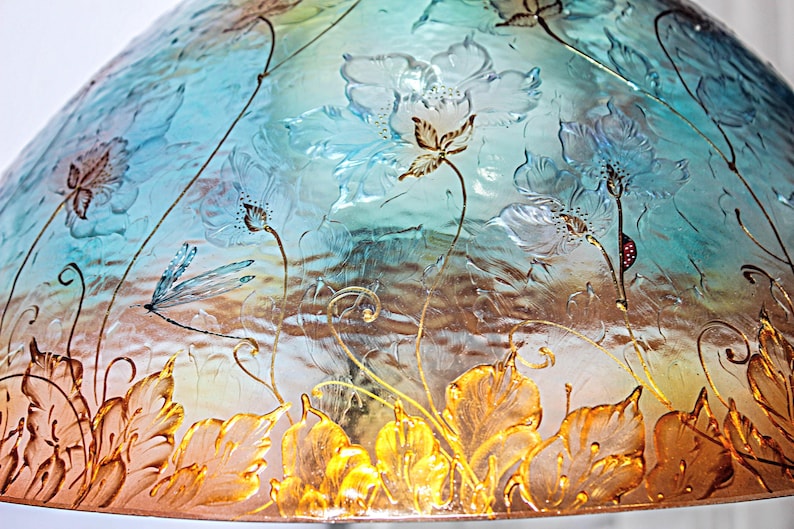 Pendant Light Hand Painted Glass Hanging Stained Glass Kitchen Light ...