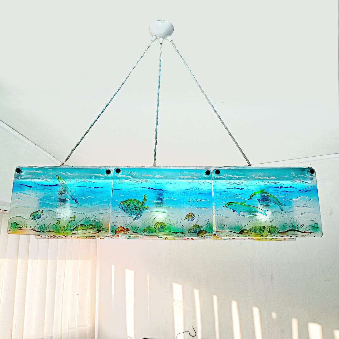 Sea Glass Lamp Sea Glass Chandeliers Sea Lamps Sea Lighting Pendant ...