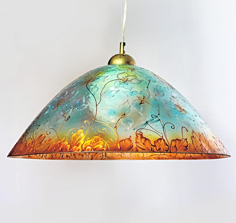 Pendant Light Hand Painted Glass Hanging Stained Glass Kitchen Light ...