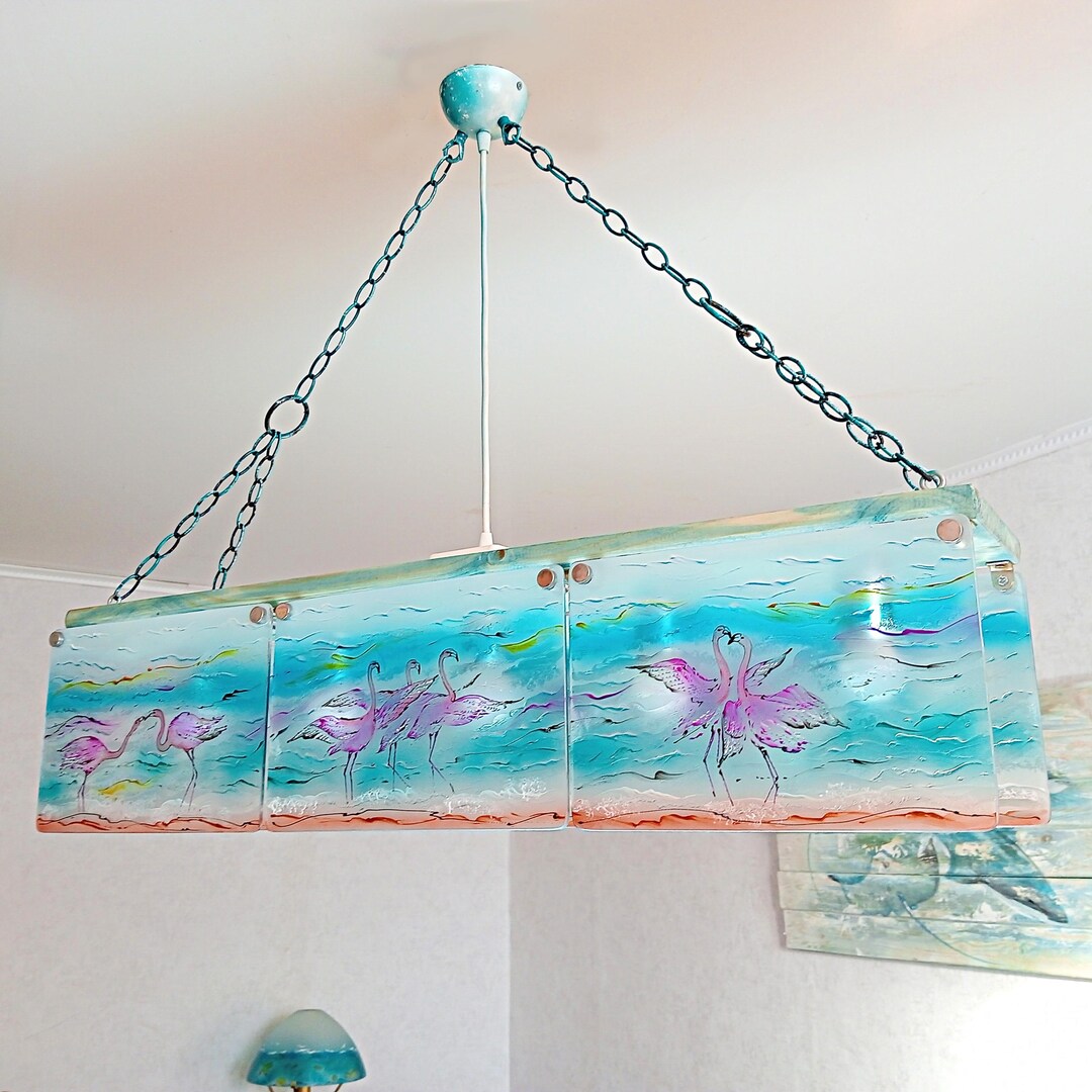 Sea Glass Lamp Sea Glass Chandeliers Sea Lamps Sea Lighting Pendant ...