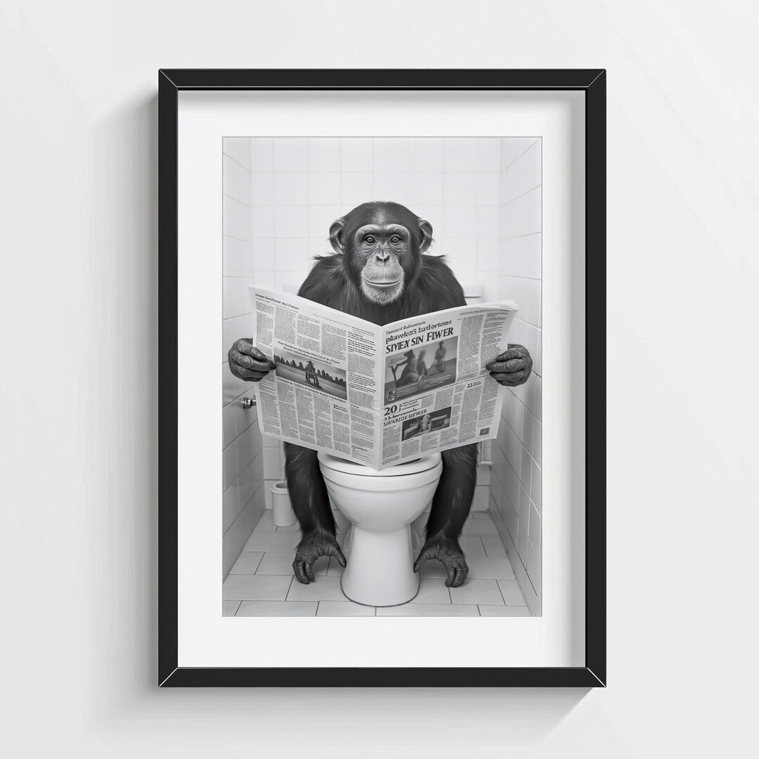 Funny Chimp Bathroom Print: Quirky Toilet Humor (digital Photo) - Etsy