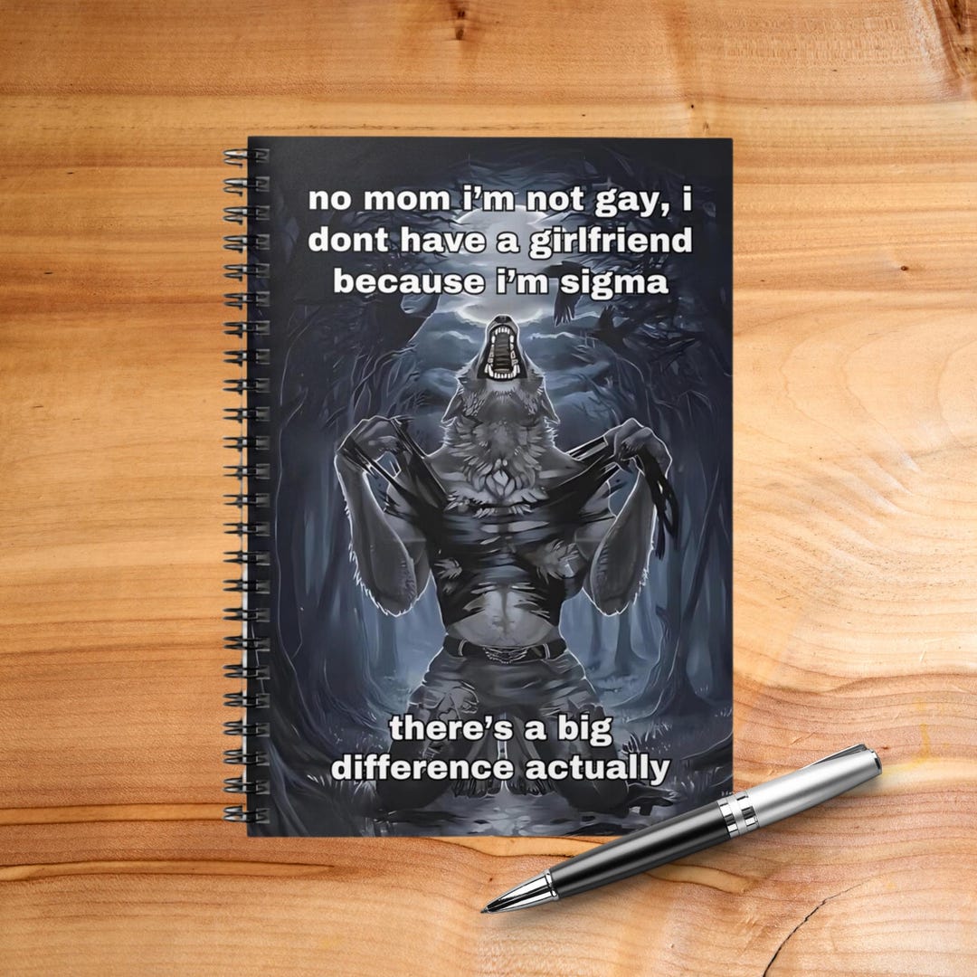 Alpha Wolf Sigma Male Spiral Meme Notebook - Perfect for Note Taking ...