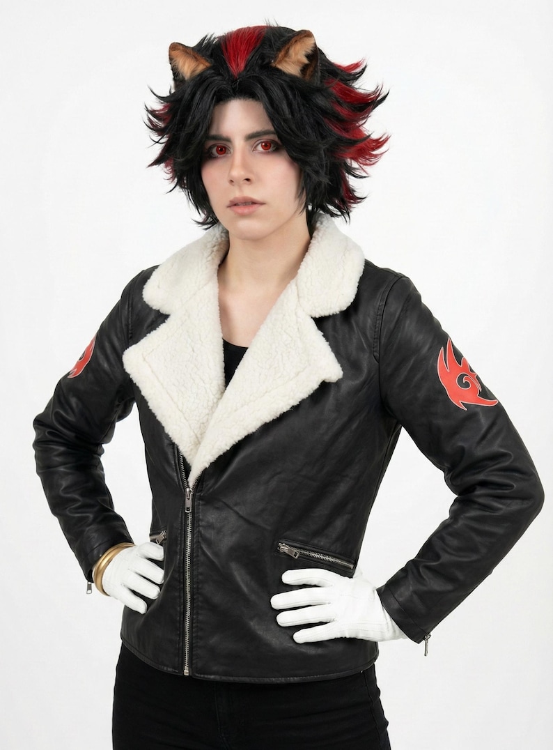 Shadow the Hedgehog Cosplay Leather Jacket, Shadow Cosplay Fur Leather ...