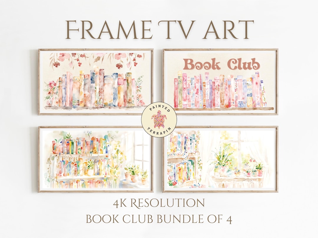 Book Club Watercolor Art Bundle, 4 Soft Pastel Digital Downloads for ...