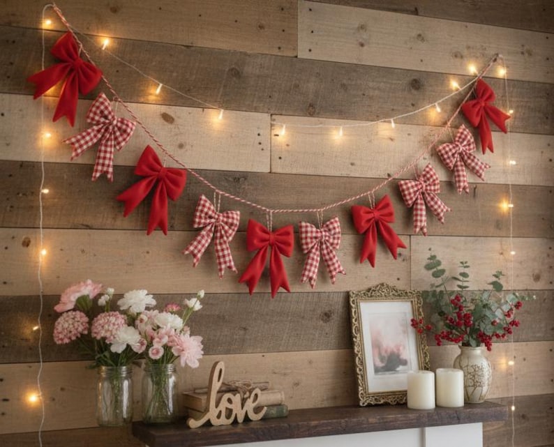 DIY Valentine’s Bow Garland Sewing Pattern: Fabric Bow Template PDF ...