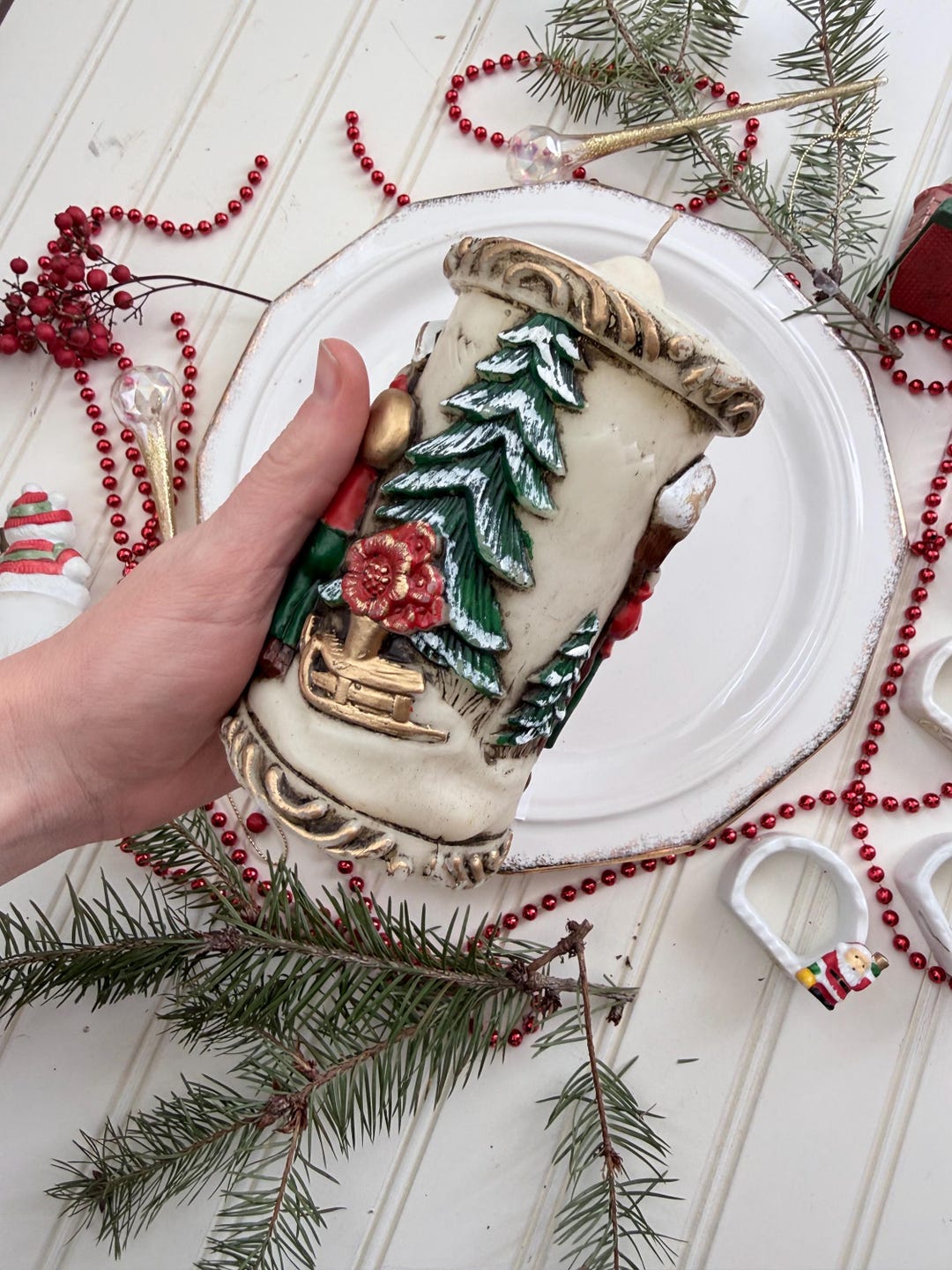 Vtg Emperor Art Creations Carved Pillar Christmas Candle - Etsy
