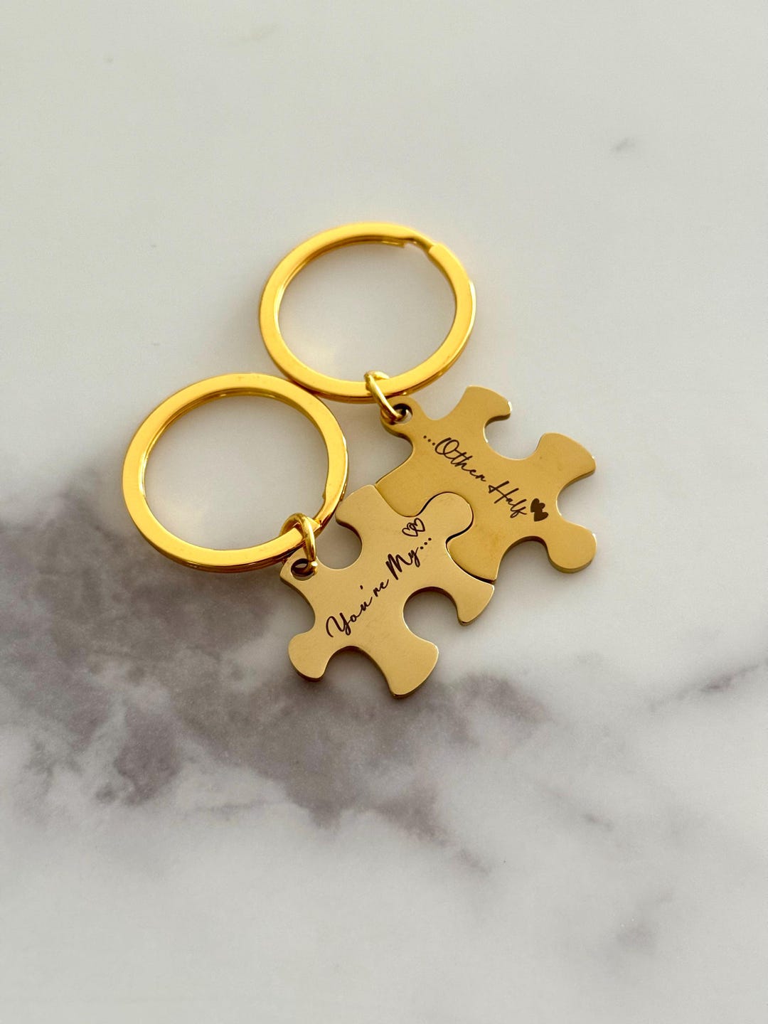 Personalised Puzzle Piece Keyrings • Wedding Gift • Couple Key Ring Set ...