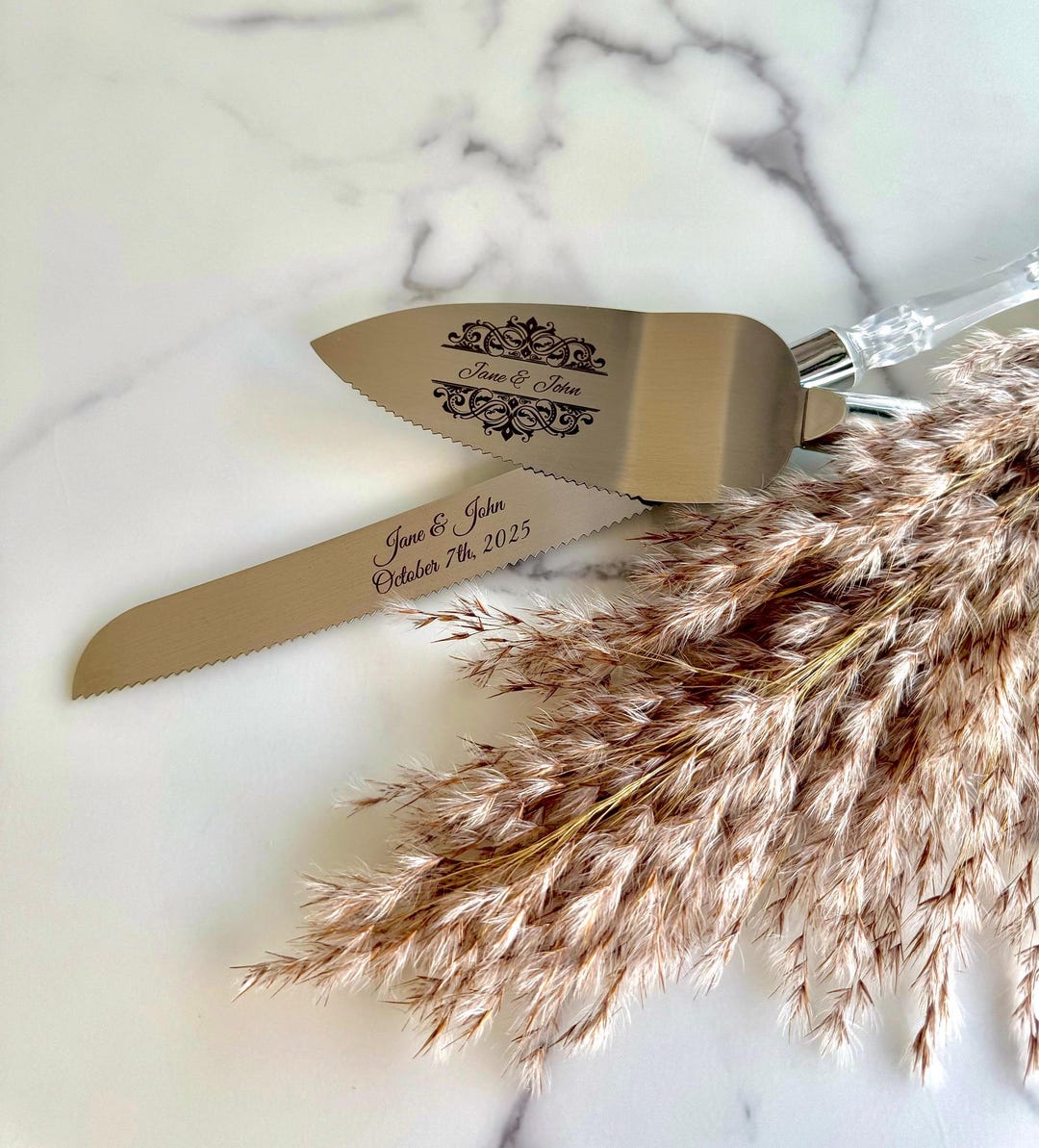 Engraved Wedding Cake Server Set | Personalized Stainless Steel ...