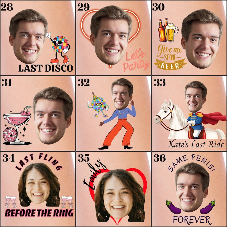 Funny Custom Face Temporary Tattoos – Bachelorette Party Favors ...
