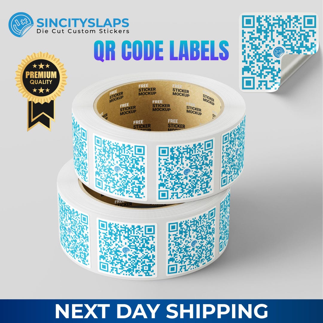 Custom QR Code Sticker Labels Kiss Cut Stickers, Different Sizes Custom ...