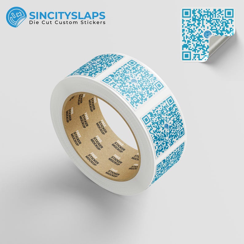 Custom QR Code Sticker Labels Kiss Cut Stickers, Different Sizes Custom ...