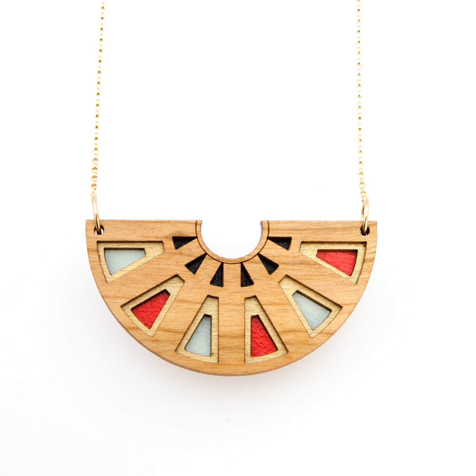 Azteca Semicircle Necklace Modern Geometric Wood Jewelry for - Etsy