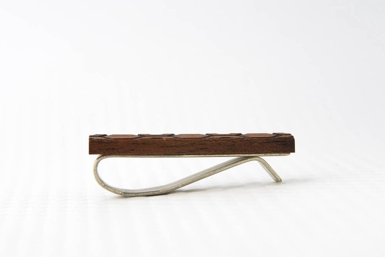 Hex Etched Walnut Wood Tie Clip: Super Skinny Geometric Bar - Etsy