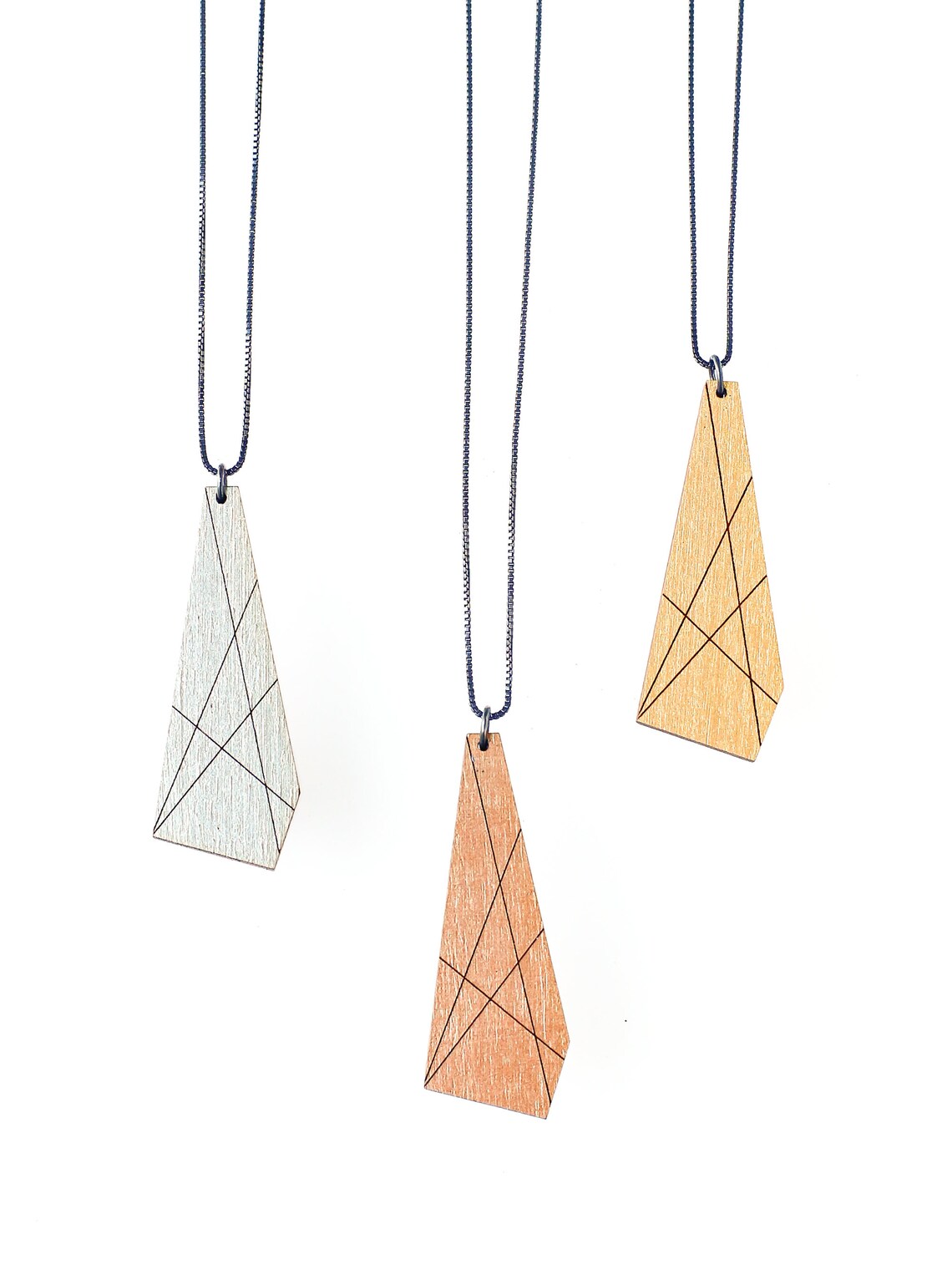 Polygon Wood Earring : Silver, Copper or Gold Modern Geometric Jewelry ...