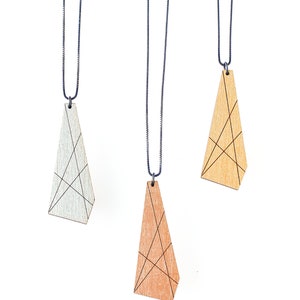 Polygon Wood Earring : Silver, Copper or Gold Modern Geometric Jewelry ...