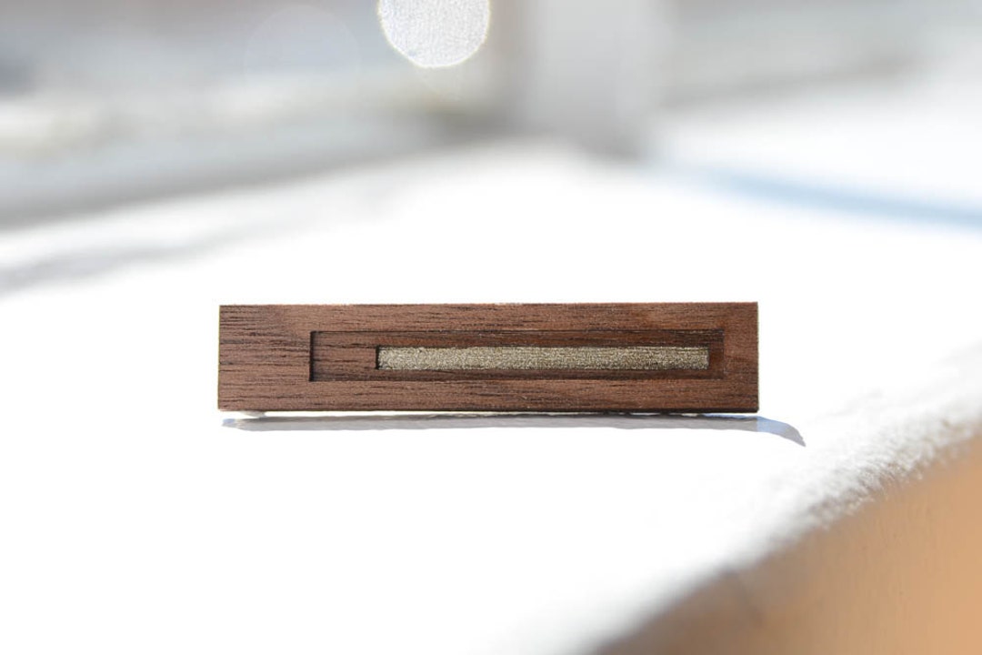 Skinny Tie Clip | Modern Geometric Walnut Wood | Silver - Etsy