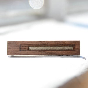 Skinny Tie Clip | Modern Geometric Walnut Wood | Silver - Etsy